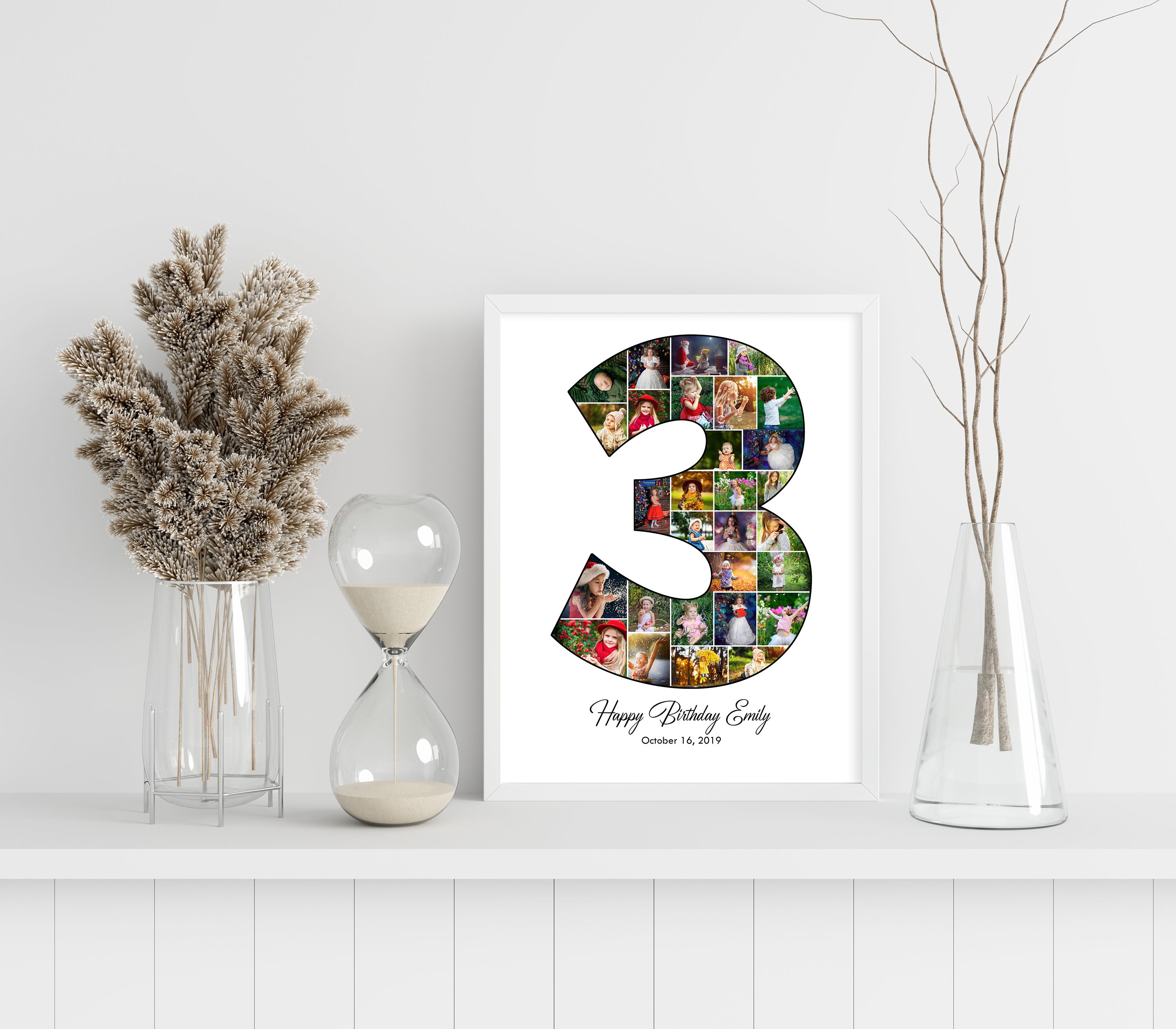 Personalize 3rd Birthday Collage 24-50 Photos, Black Photo Collage Gift ...