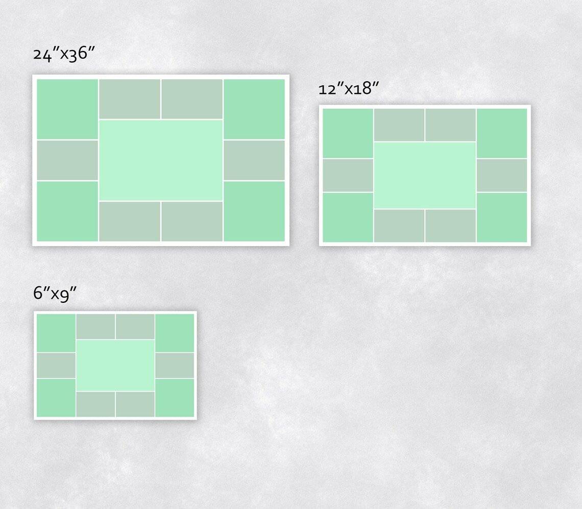 Photo Collage Template in Landscape 24x36 12x18 - Etsy