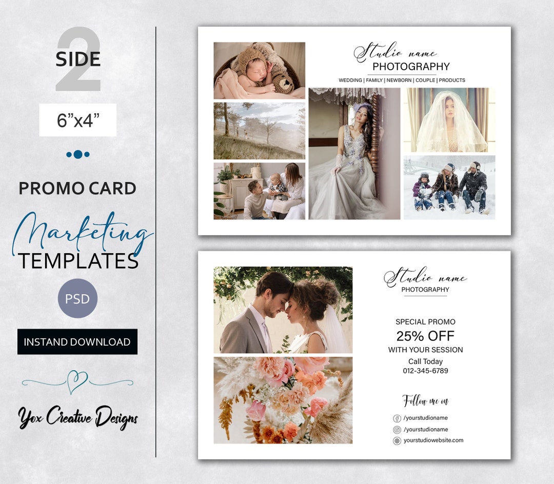 Photography Promo Card Template in 6"x4" | Double Side Postcard ...