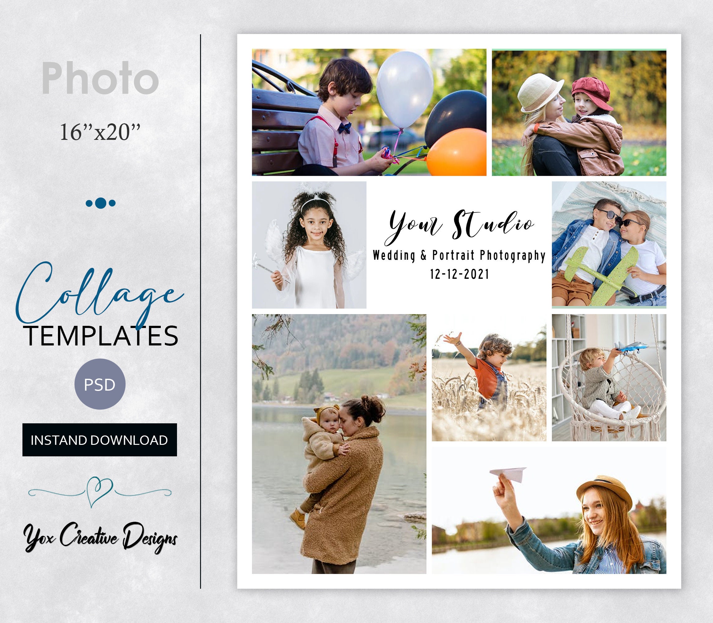 Photo Collage Templates in 16x20 Photoshop - Etsy