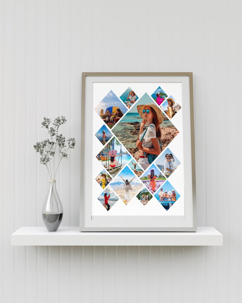 Photo Collage Template in Diamond Shape Personalized Gift - Etsy India