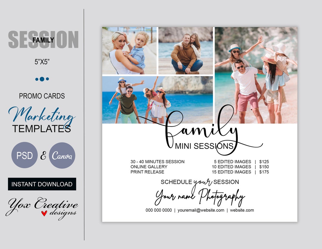 Family Portrait Photo Session Marketing Template , Family Mini Sessions ...