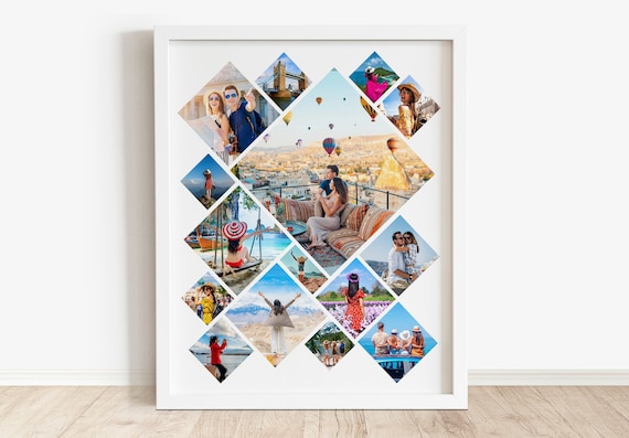 Photo Collage Template in Diamond Shape Personalized Gift - Etsy India