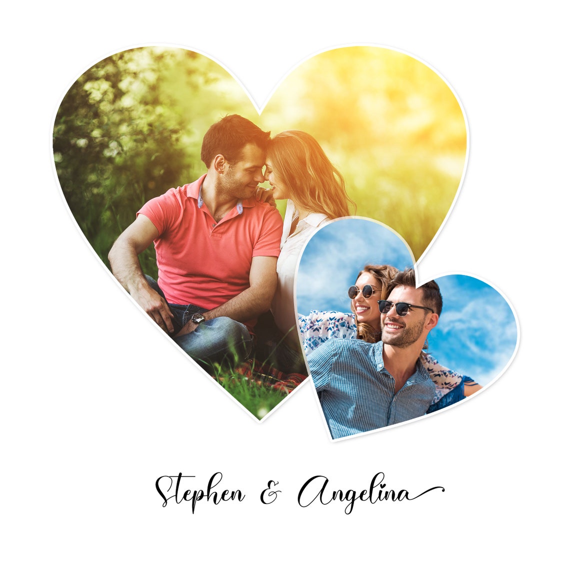 Photo Collage Template in 2 Heart Shapes 18 X 18 - Etsy India