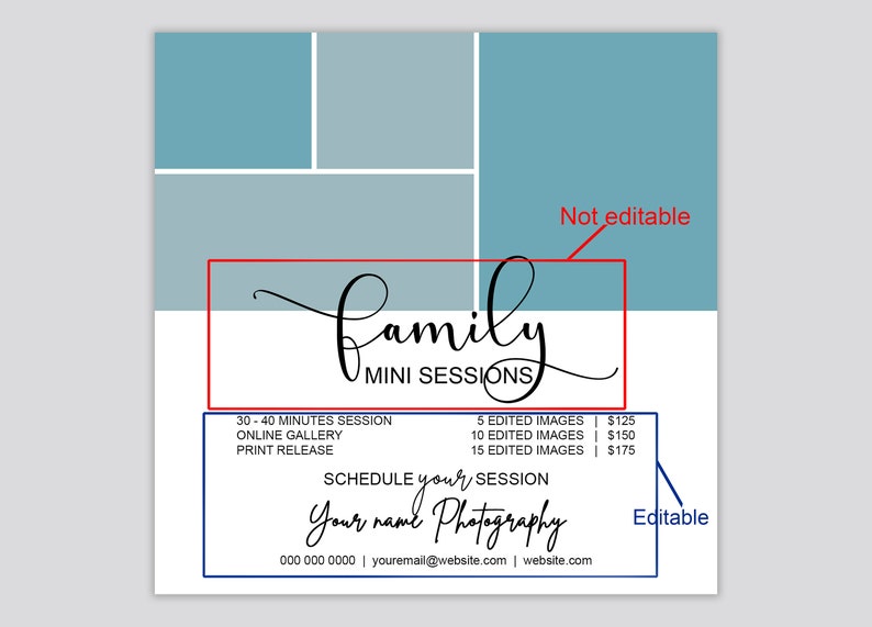 Family Portrait Photo Session Marketing Template Family Mini - Etsy