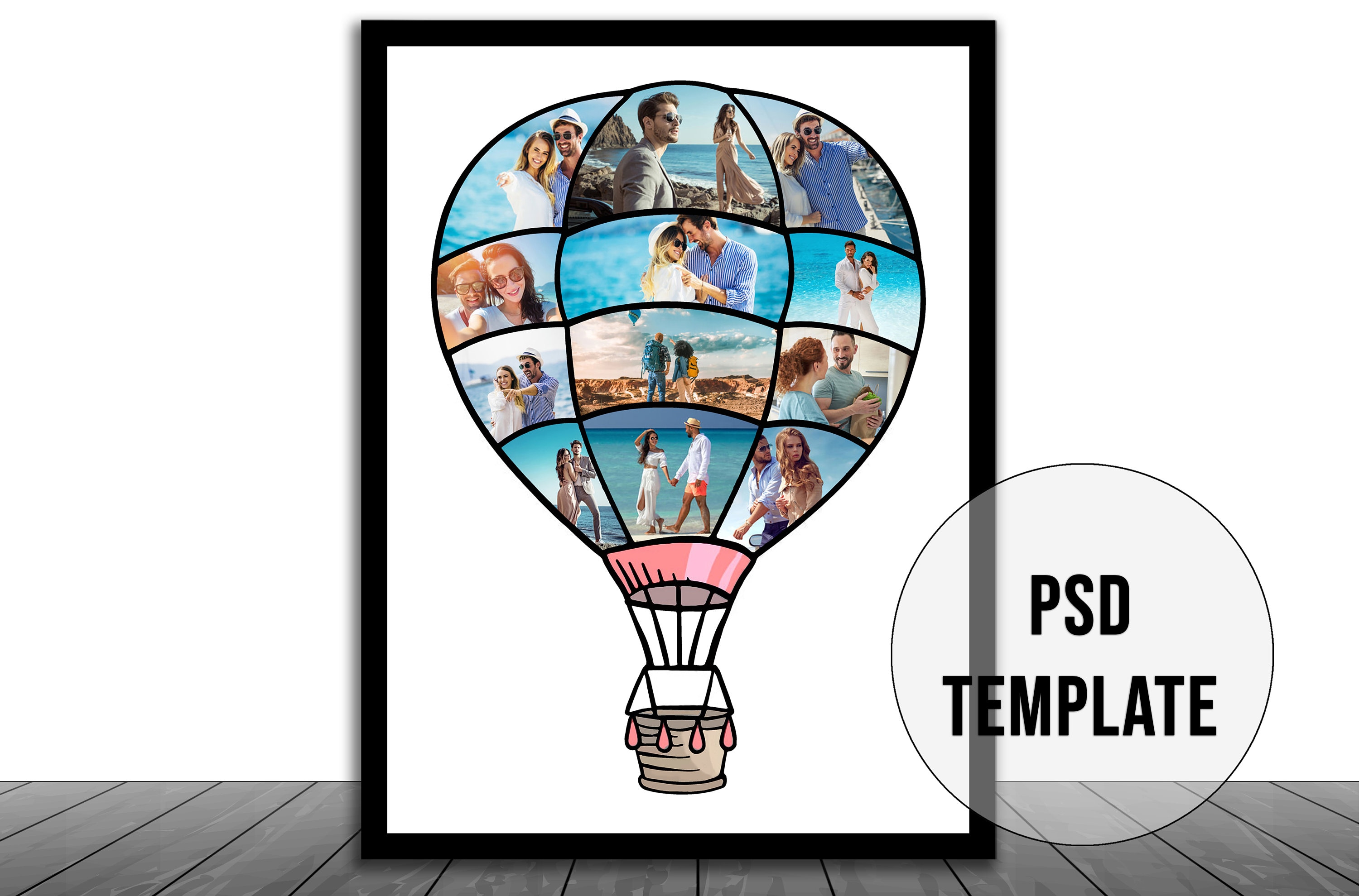 Hot Air Balloon Photo Collage Template in 12x18 - Etsy