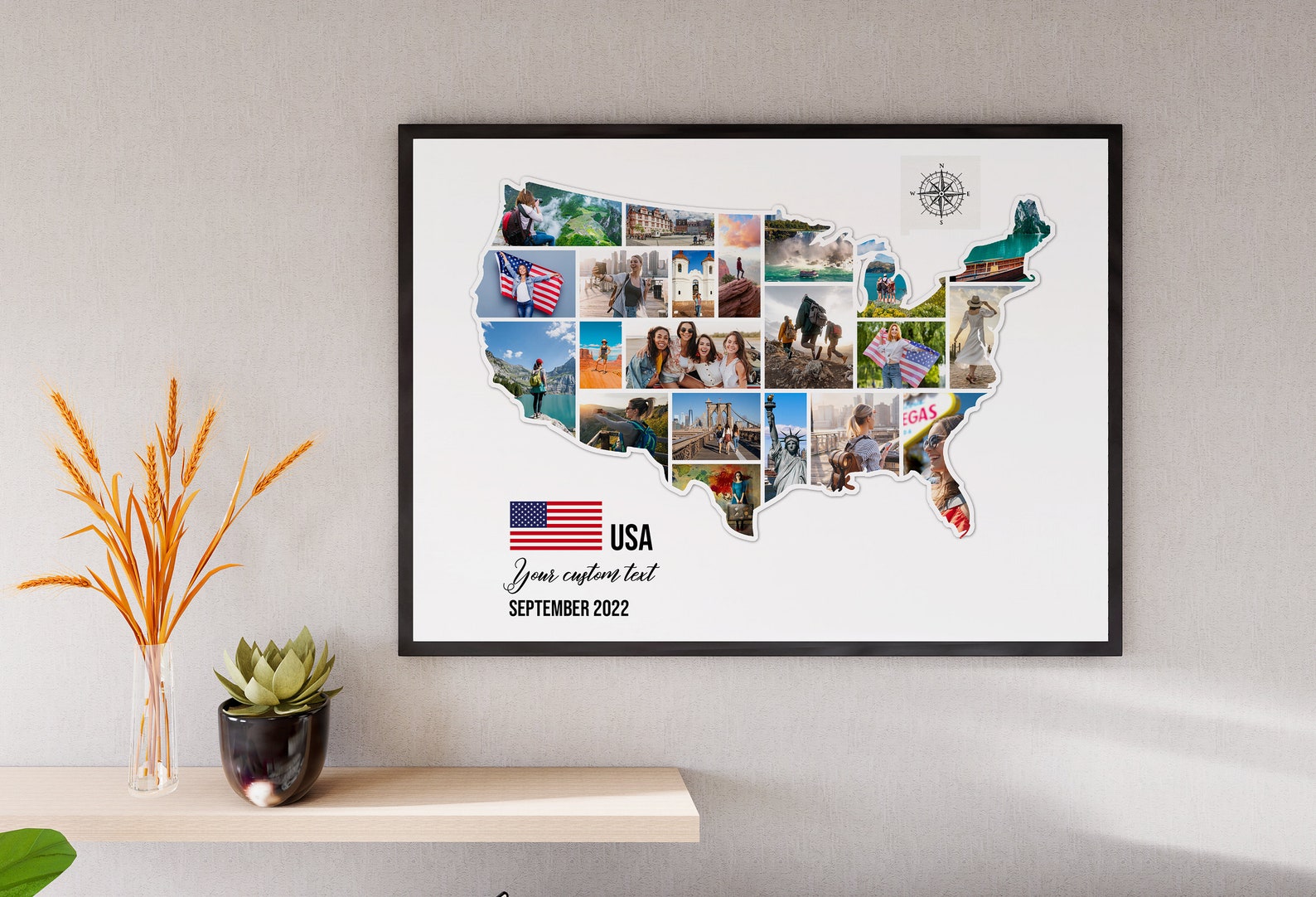 USA Map Photo Collage Template American MAP Collage in PSD - Etsy