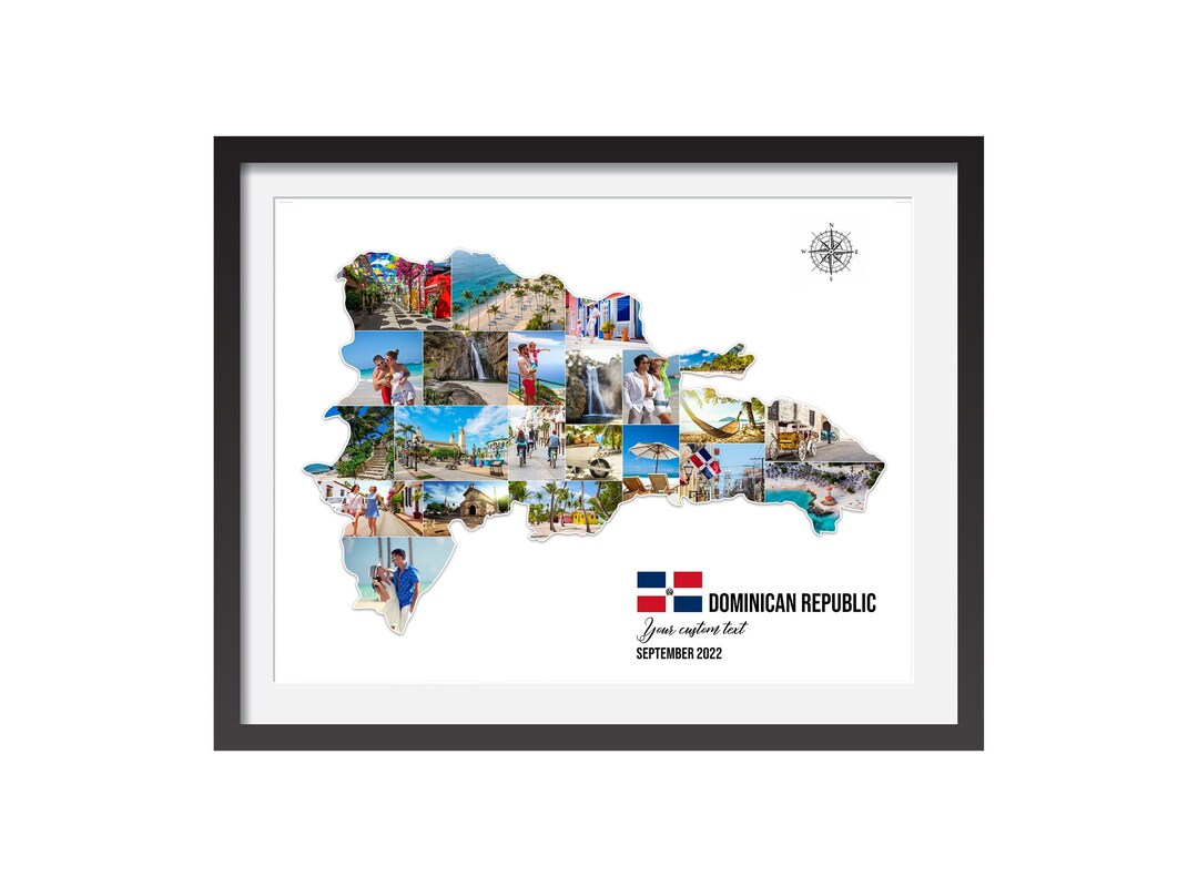 Personalized Dominican Republic Map Photo Collage, Travel Wall Art ...