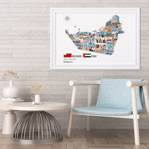 Personalized Abu Dhabi Travel Map, Dubai Map Photo Collage, Customize ...