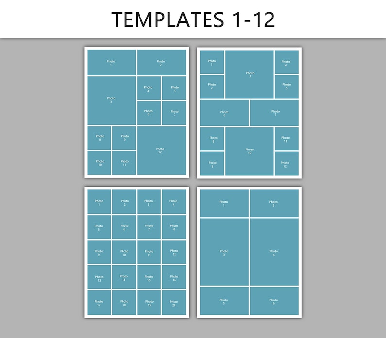 16 X 20 Photo Collage Templates Portfolio Design - Etsy