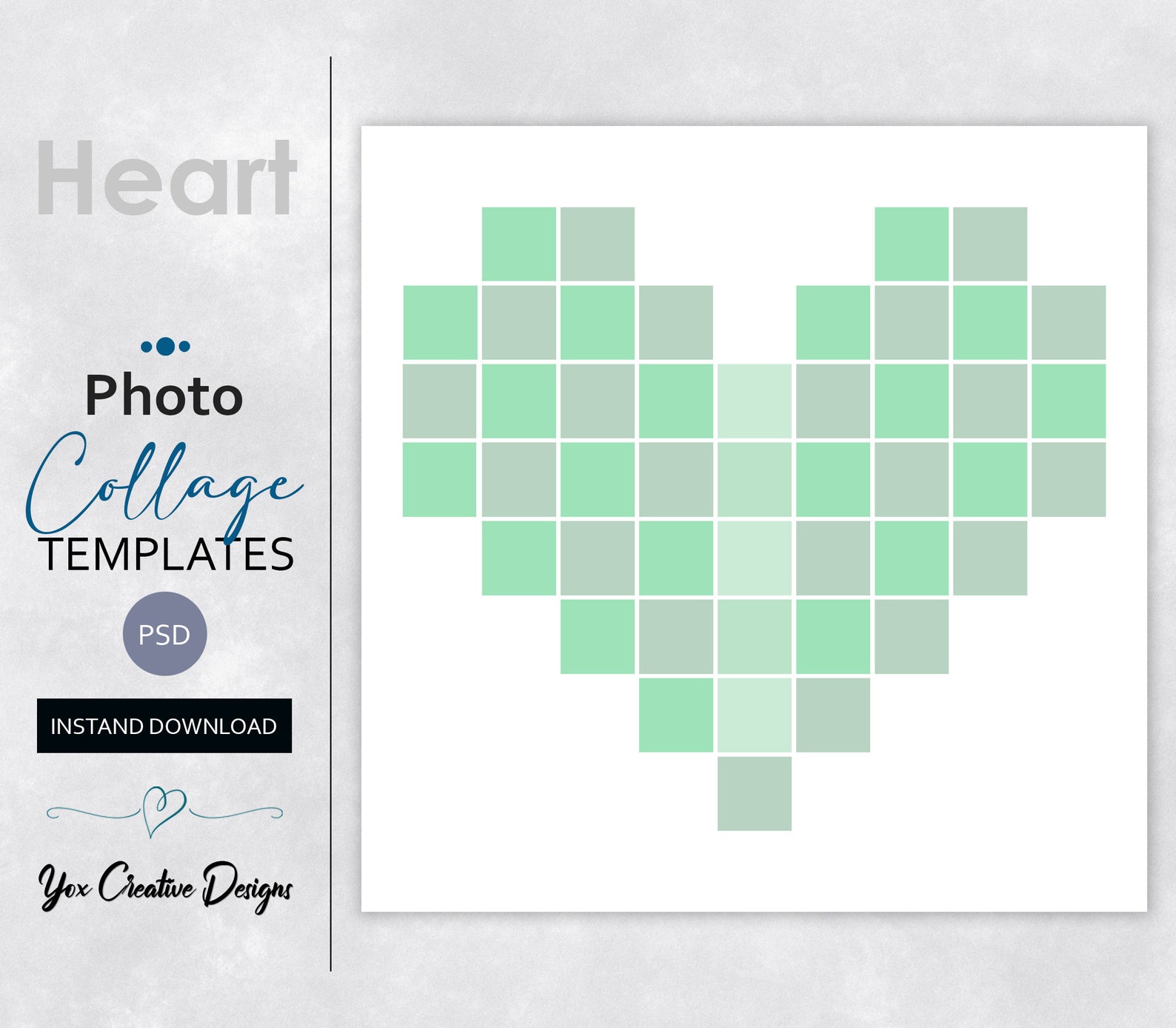 Heart Photo Collage Template: Love Storyboard (photoshop, Digital ...