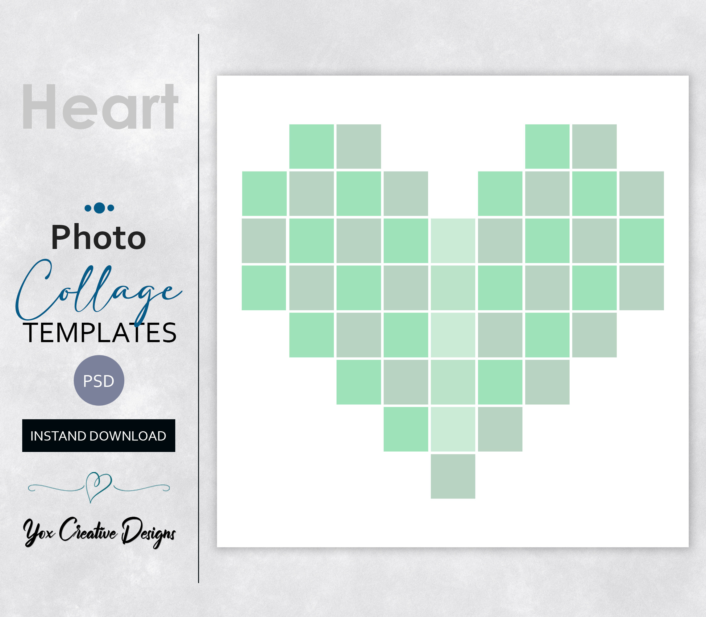 Heart Photo Collage Template: Love Storyboard (photoshop, Digital ...