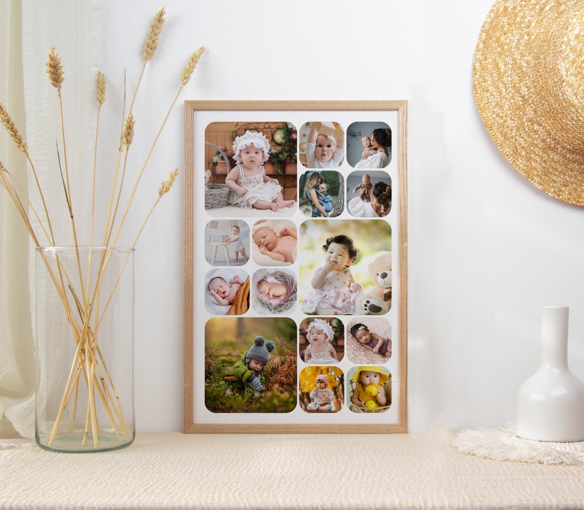 Photo Collage Template 24x36 With Rounded/square Corners - Etsy India