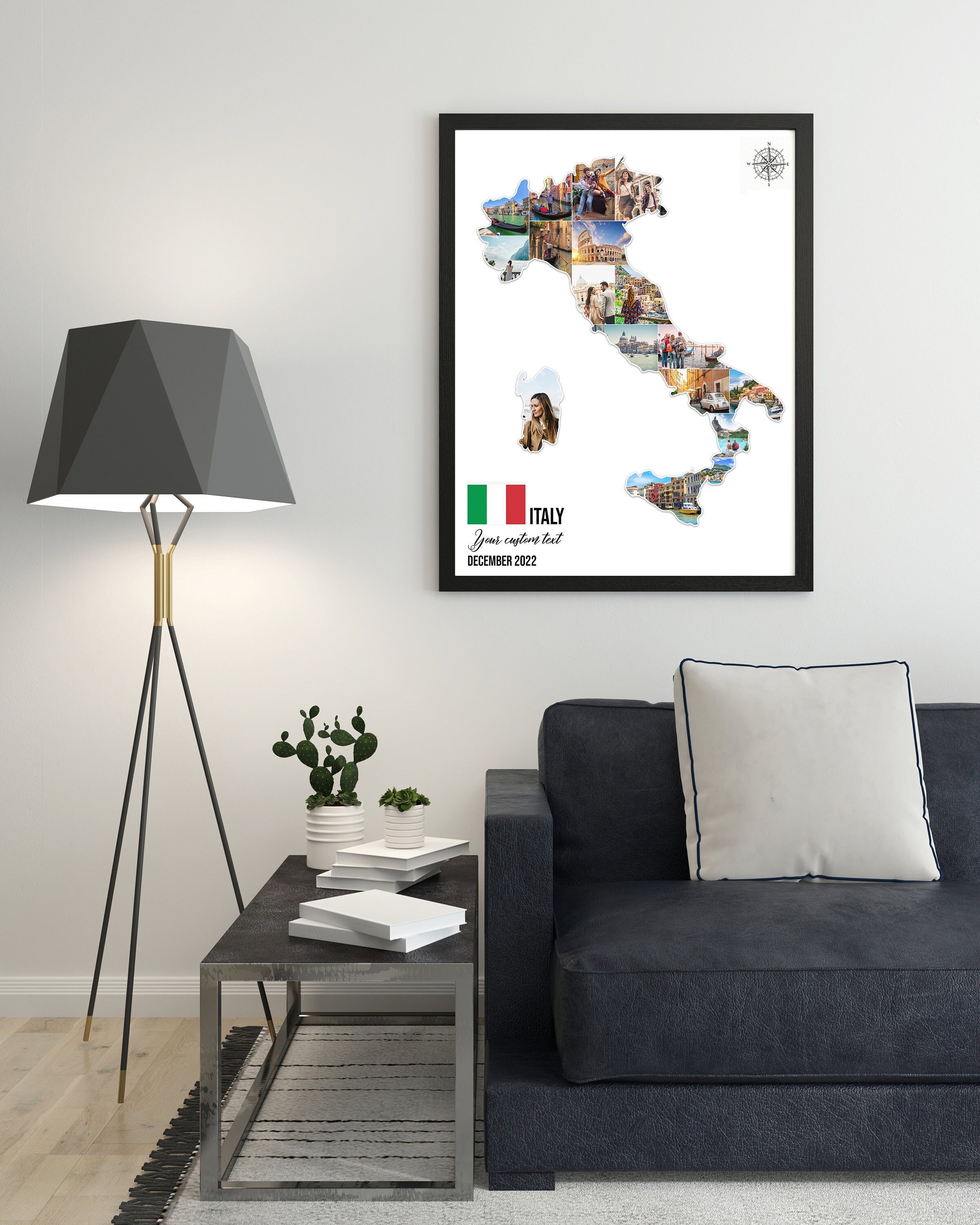 Personalized Italy Map Photo Collage, Travel Keepsake (digital Download ...