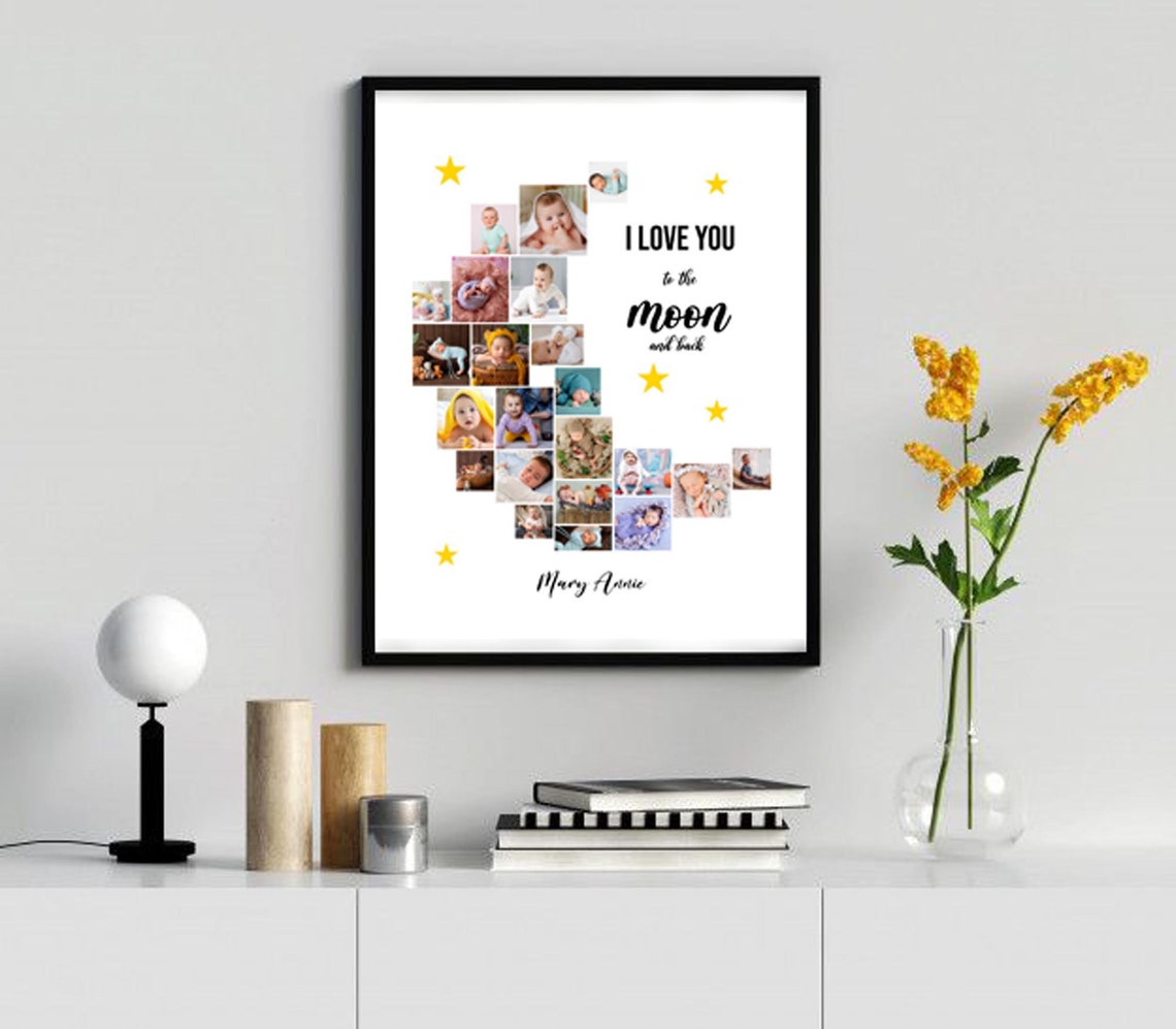 Moon Photo Collage for Wedding Anniversary Family Kids Baby | Etsy