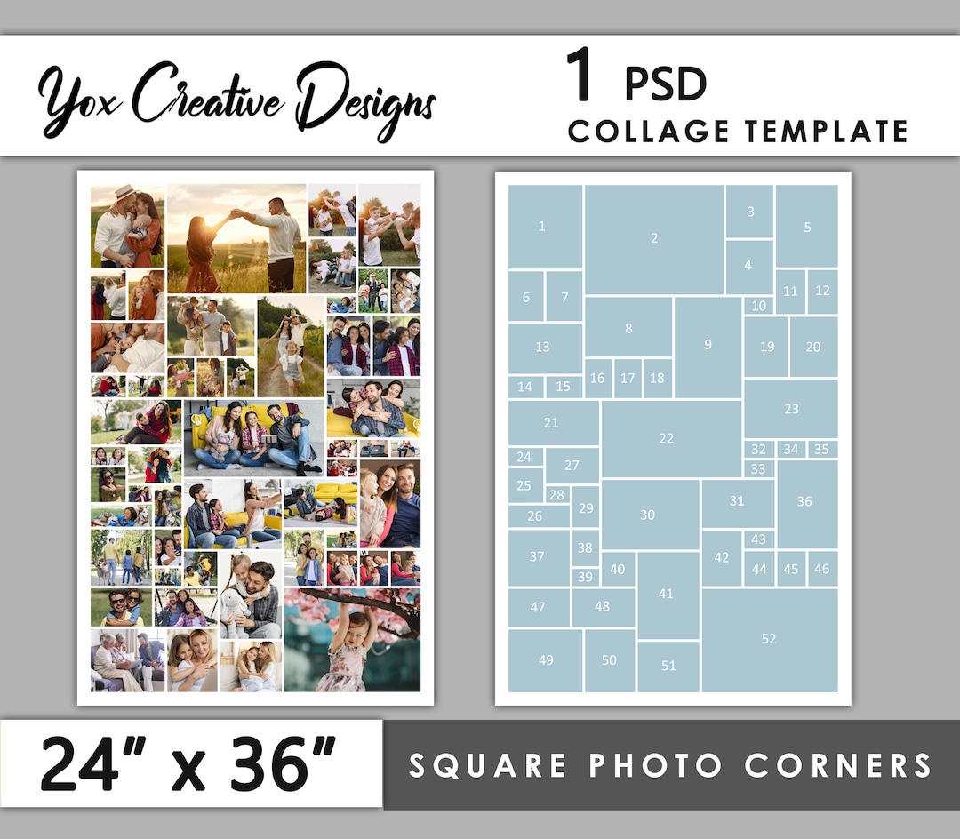 24x36 Photo Collage Template: PSD Portfolio Design (digital Download ...