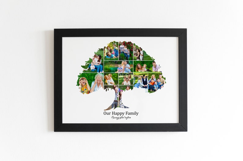 Tree Shape Photo Collage Template Family Tree Our Happy | Etsy