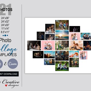 Photo Collage Template: 21 Photos, Scrapbook, Storyboard (PSD & Canva ...