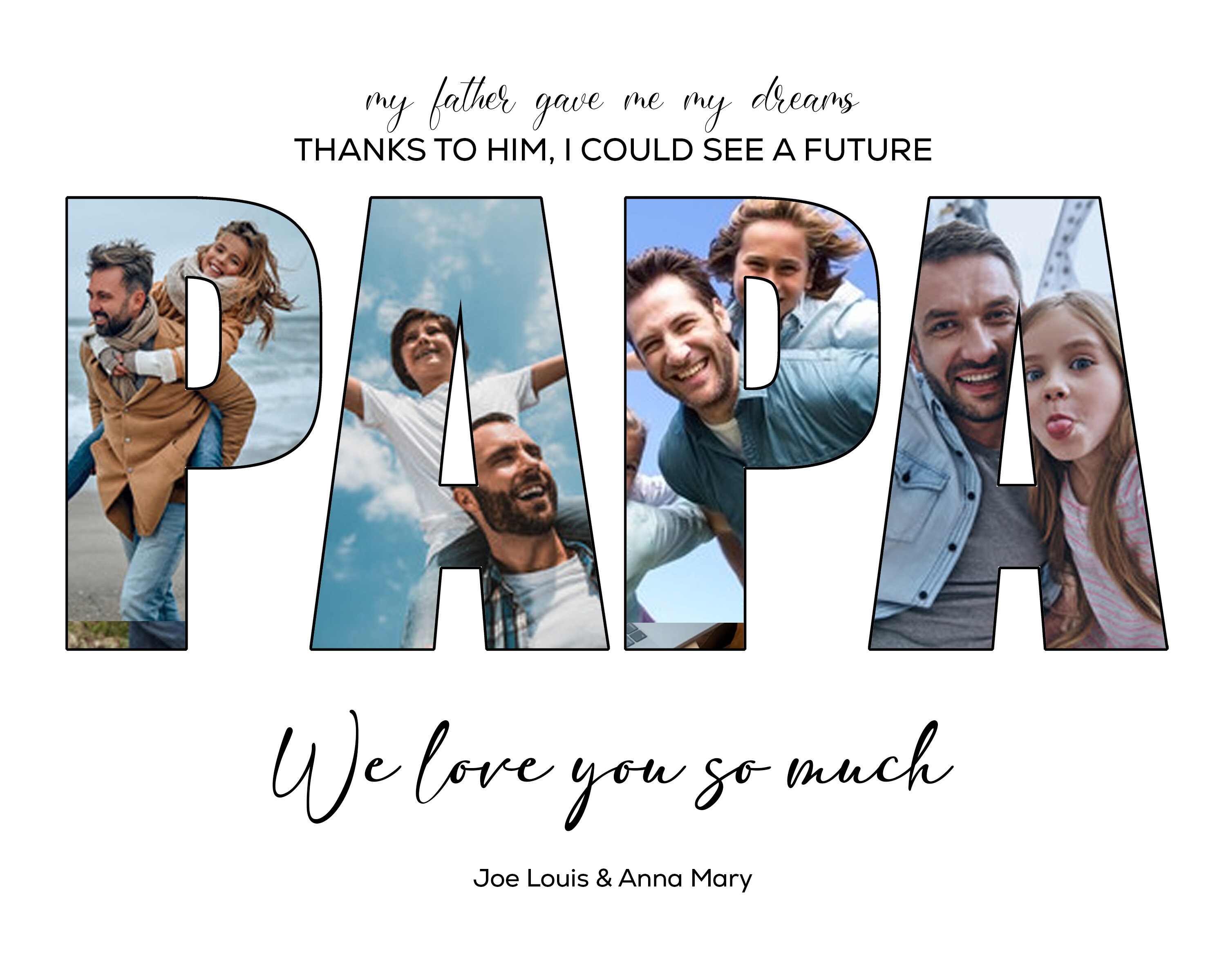 Personalized Papa Photo Collage Gift for Him Customized - Etsy