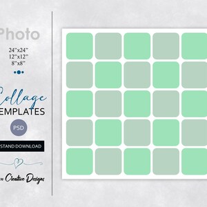 Photo Collage Template 24x24, 12x12, 8x8 With Rounded Corners for 25 ...