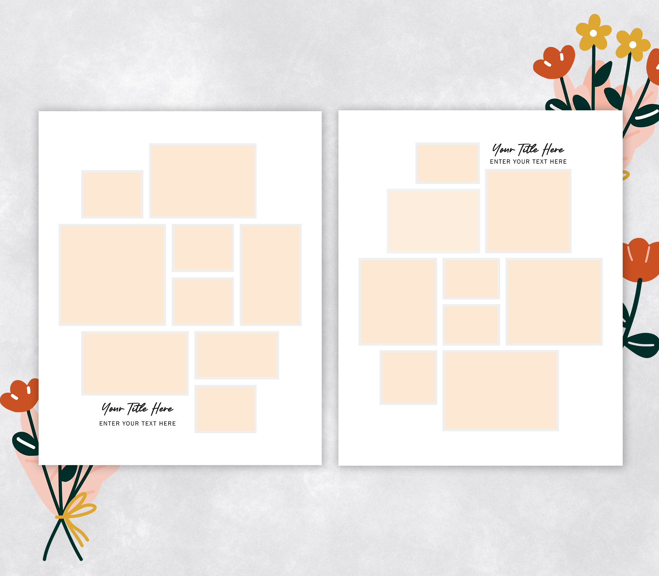 Photo Collage Templates in 16x20 Two Photoshop | Etsy