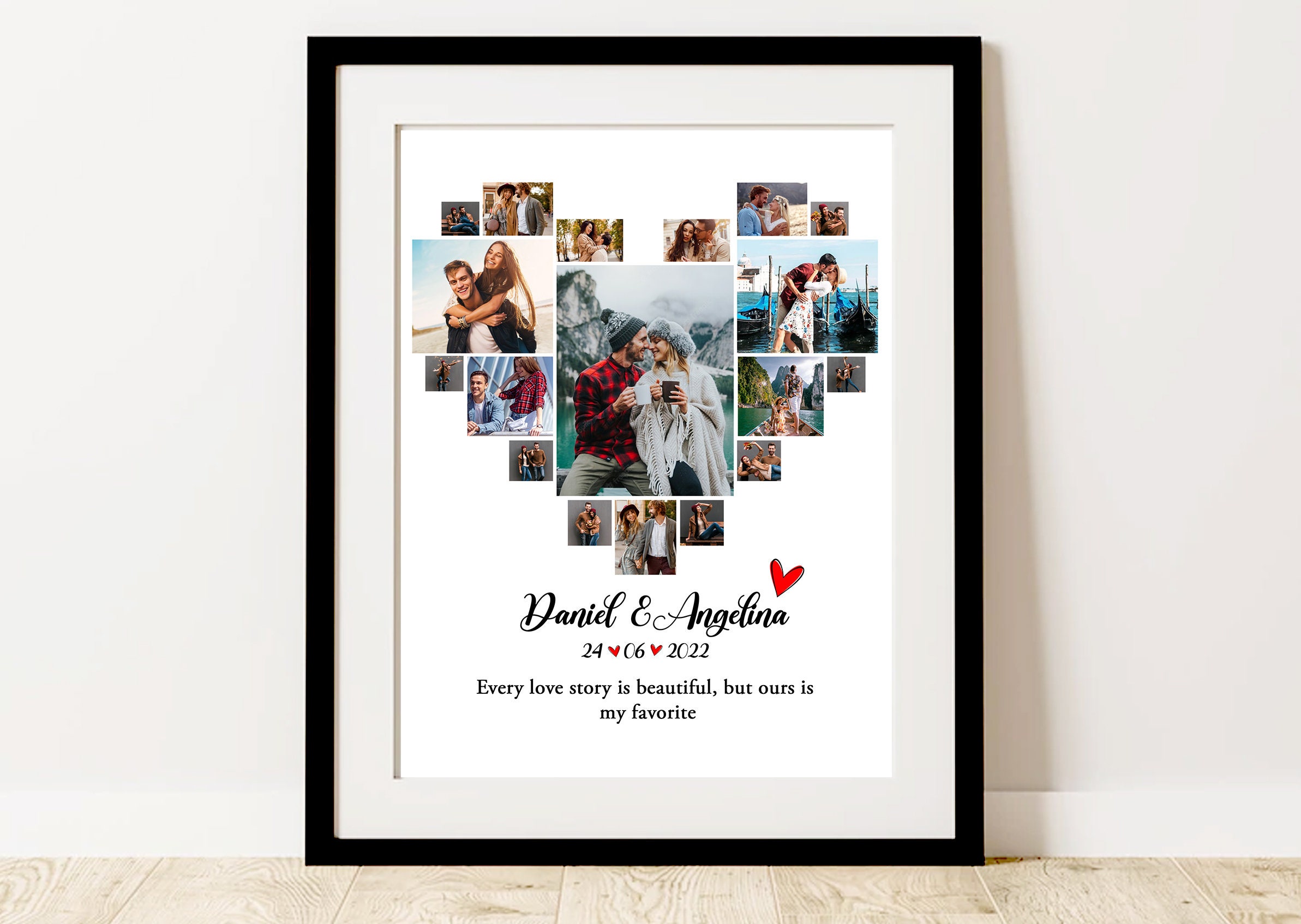 Heart Shape Photo Collage Template, Anniversary Gift for Him, Love ...
