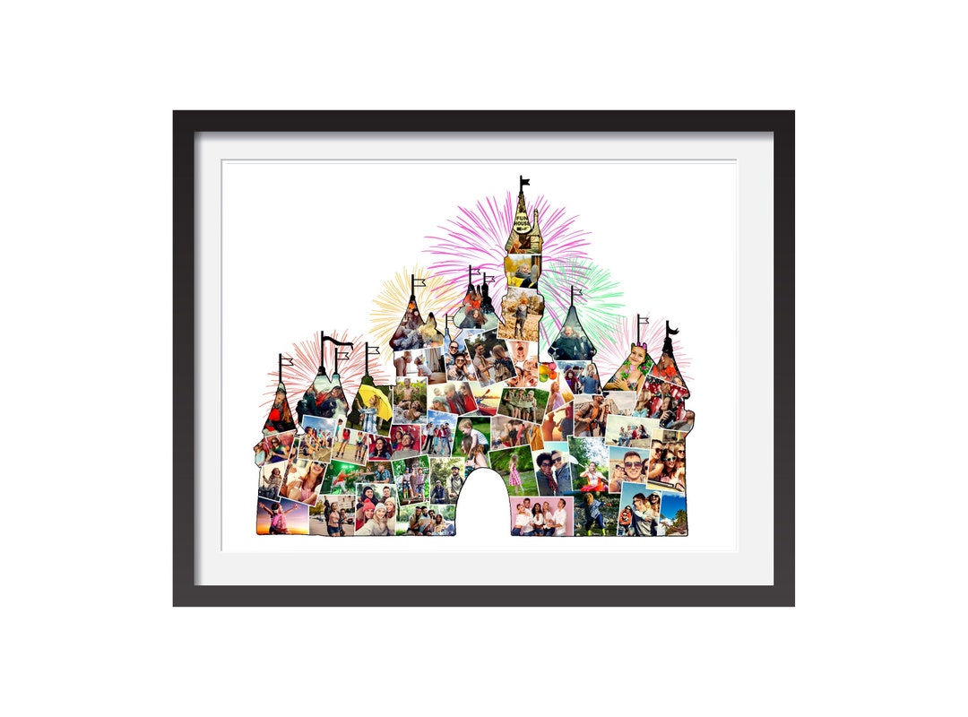 Personalize Castle Photo Collage, Custom Castle Shape Photo Collage ...