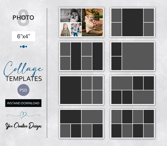 Digital Storyboard Photo Collage Templates Kit in 6x4 8 Photoshop ...