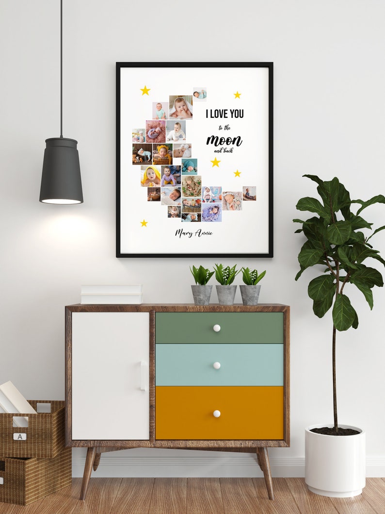 Moon Photo Collage for Wedding Anniversary, Personalized Gift for ...