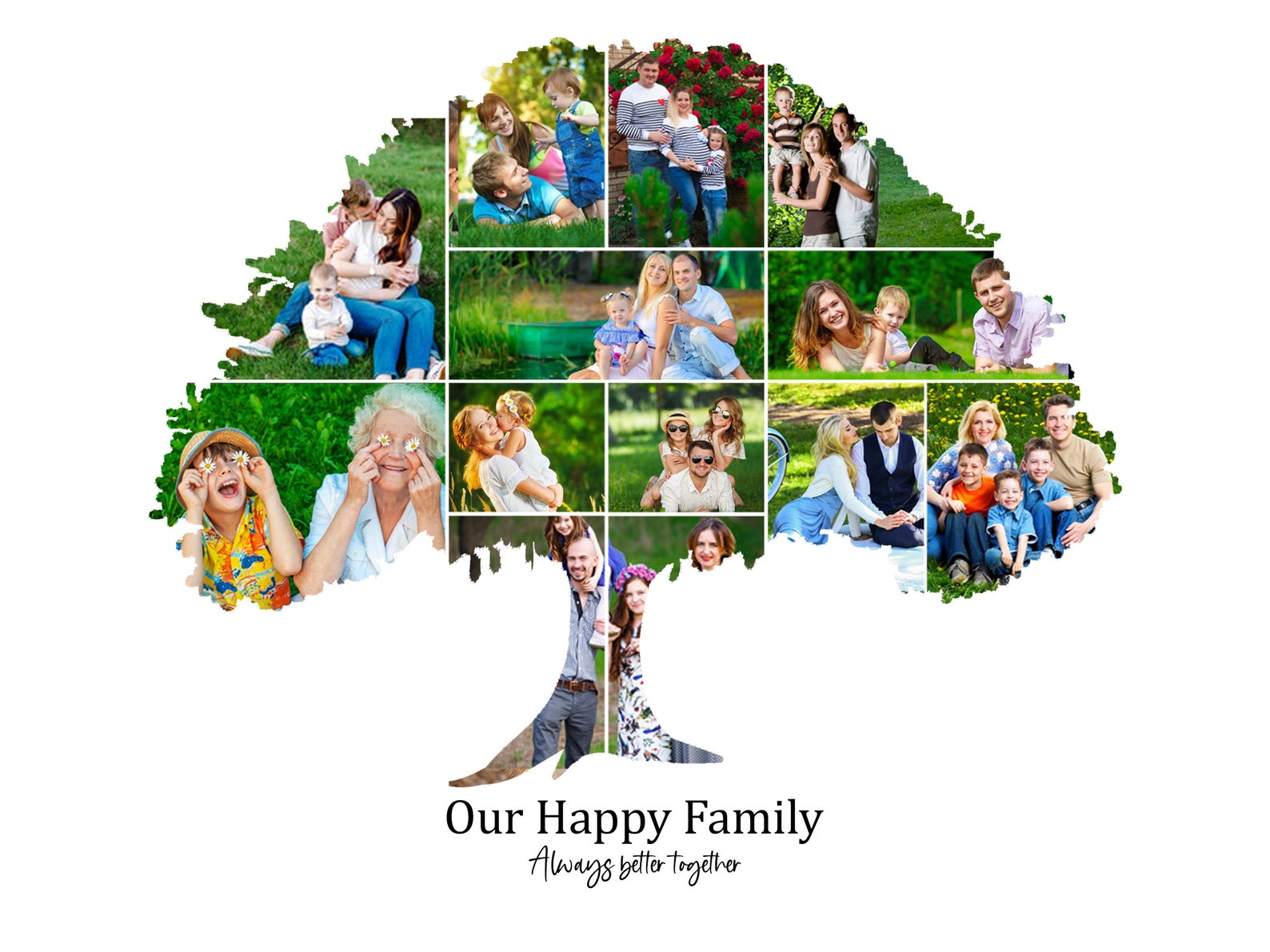 Tree Shape Photo Collage Template Family Tree Our Happy | Etsy