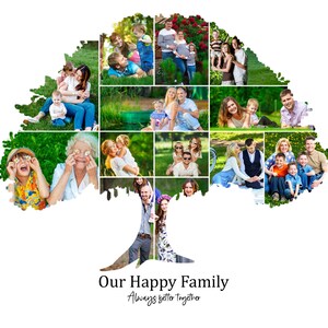 Tree Shape Photo Collage Template, Family Tree, Our Happy Family ...
