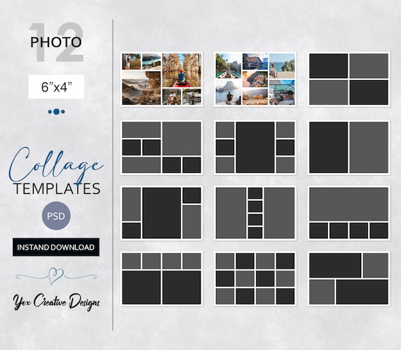 Photo Collage Templates Kit in 6x4 12 Photoshop - Etsy India