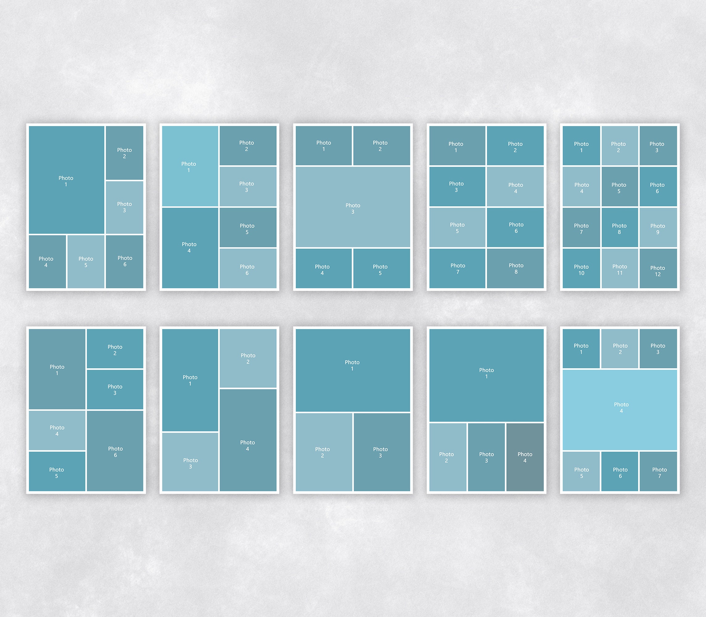 5 X 7 Digital Photo Collage Templates Portfolio | Etsy