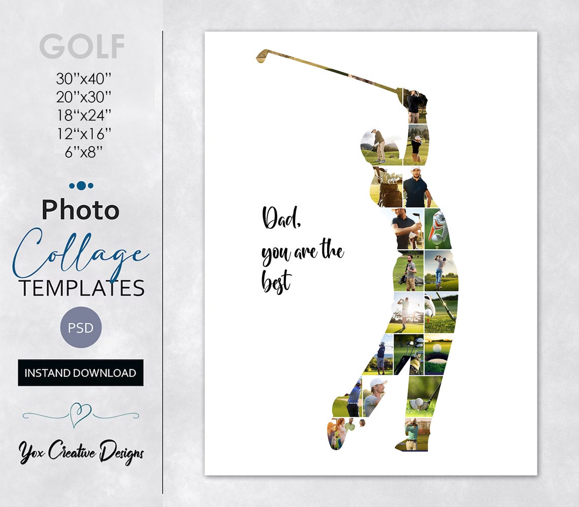Personalized Golf Player Photo Collage Golf Photo Collage of - Etsy