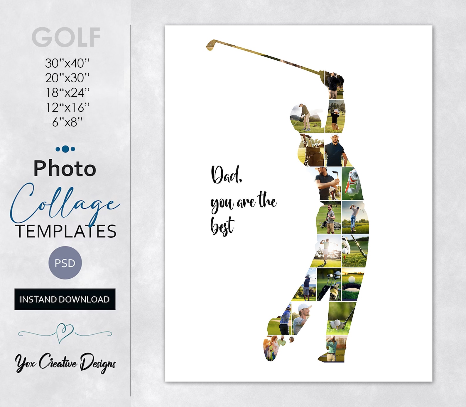 Personalized Golf Player Photo Collage Golf Photo Collage of - Etsy