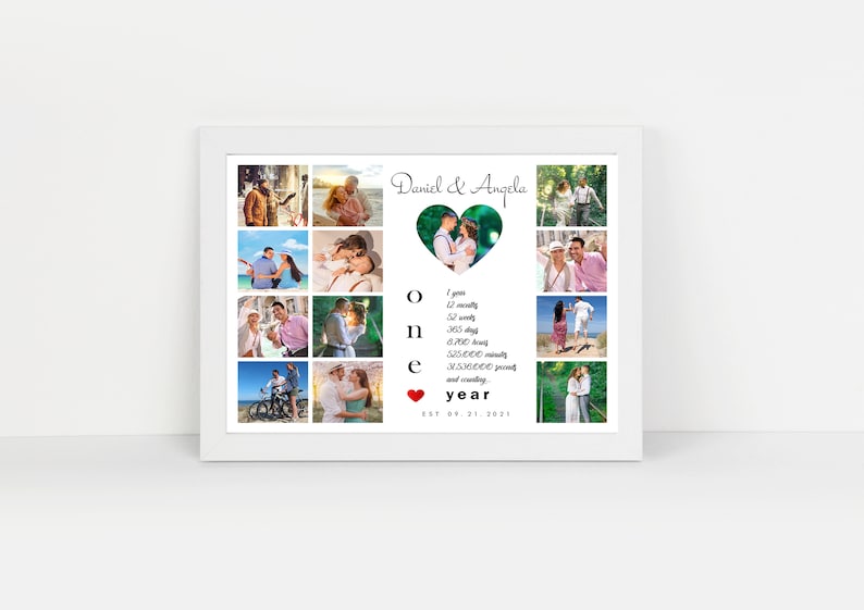 Personalize 1st Anniversary Photo Collage 1 Year Collage Gift - Etsy India