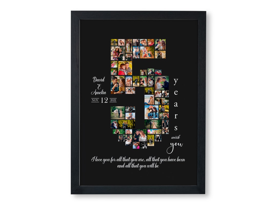 Personalize 5th Photo Collage, 5 Year Anniversary Collage, 5th ...