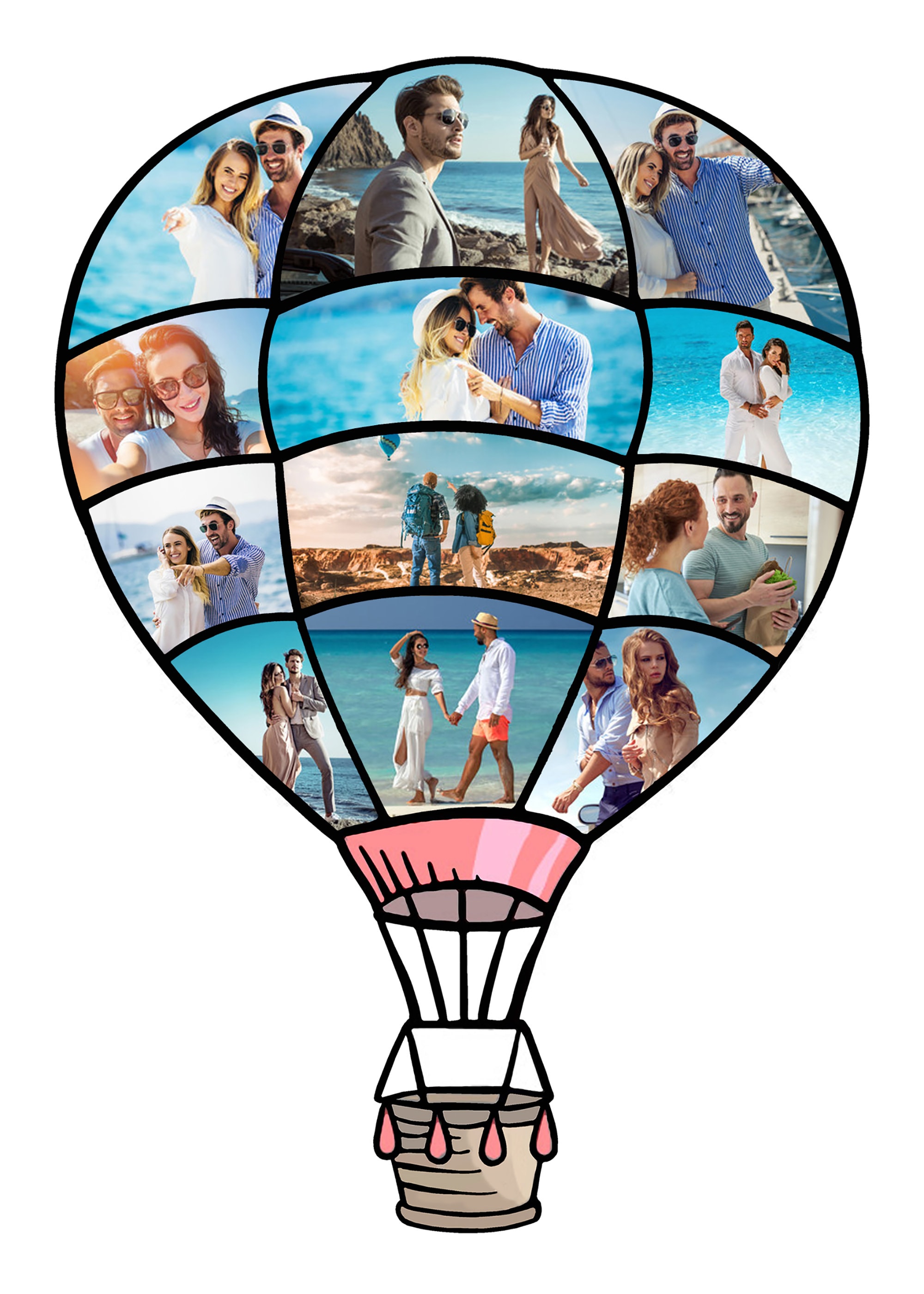 Hot Air Balloon Photo Collage Template in 12x18 - Etsy India