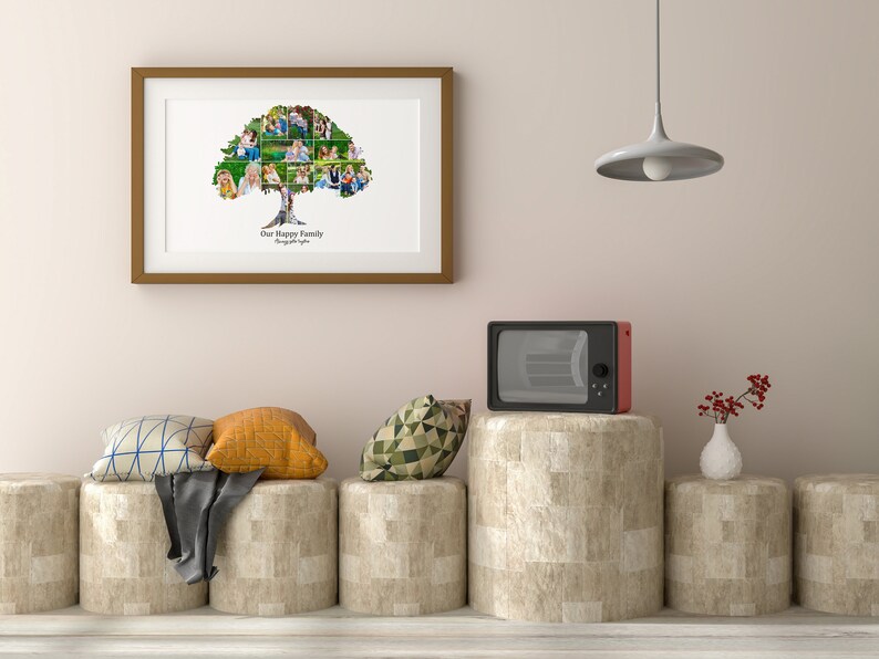 Tree Shape Photo Collage Template Family Tree Our Happy | Etsy