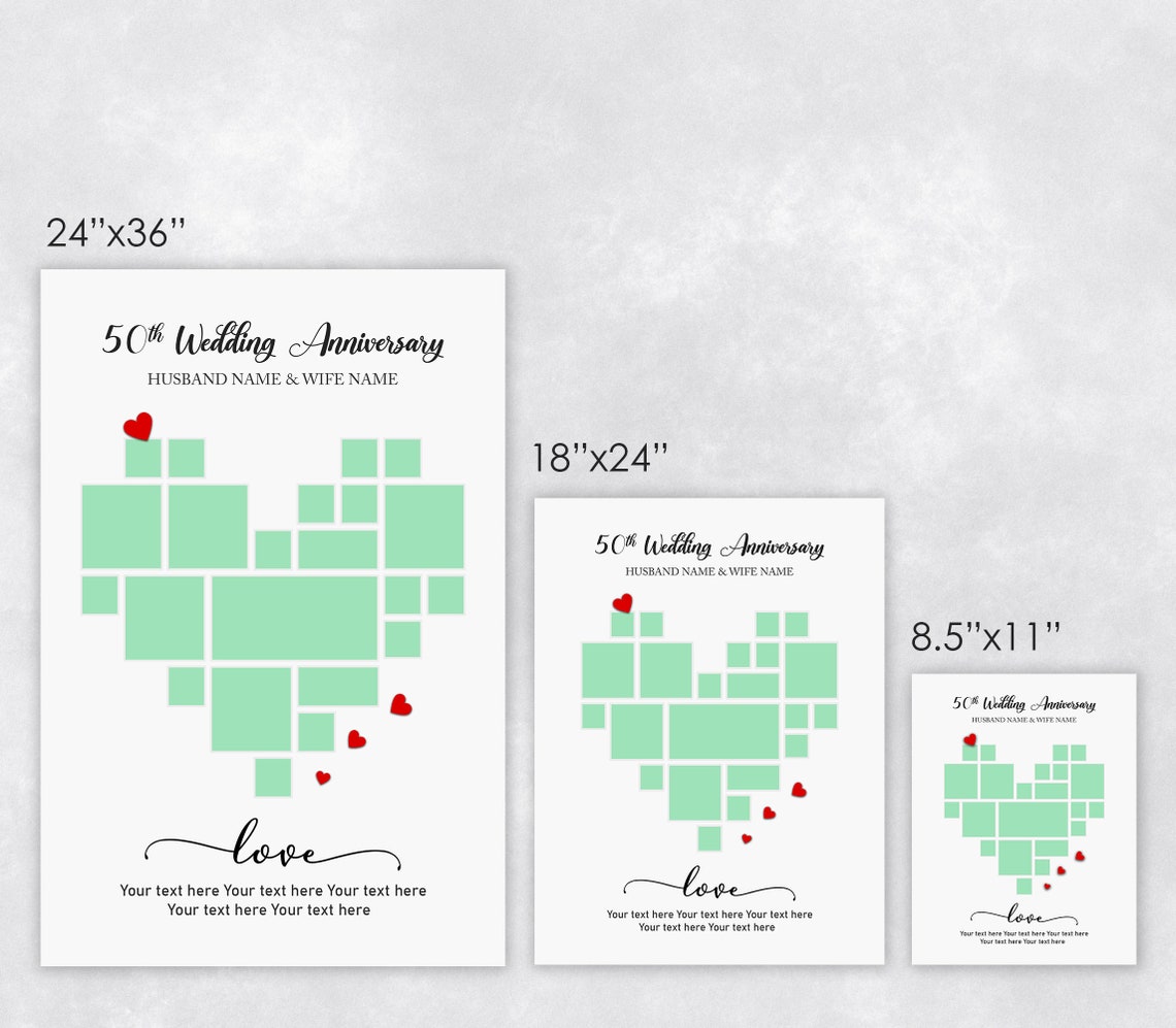 Heart Shape Photo Collage Template Anniversary Gift for - Etsy