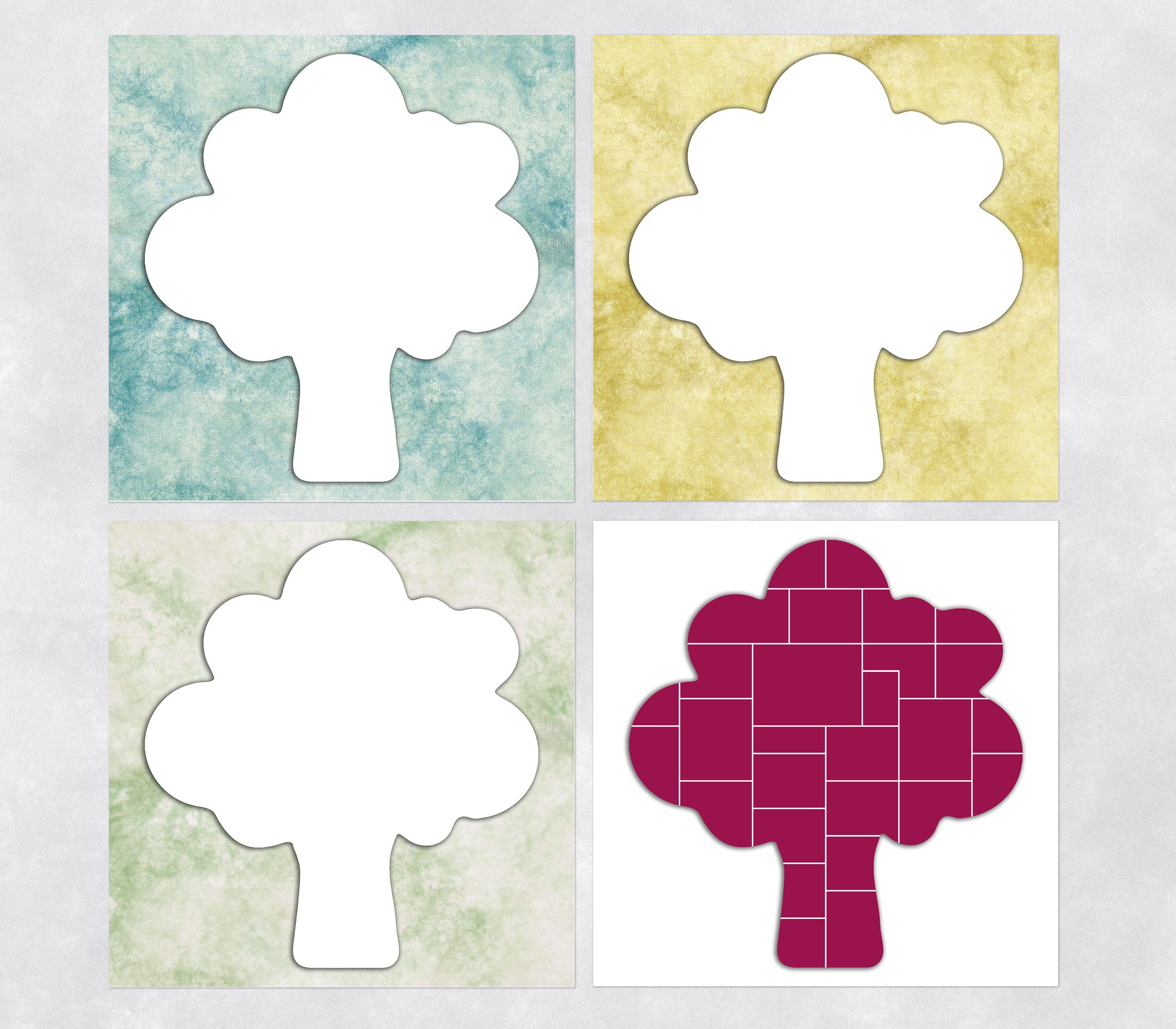 Tree Shape Photo Collage Template 20x20 Scrapbook - Etsy