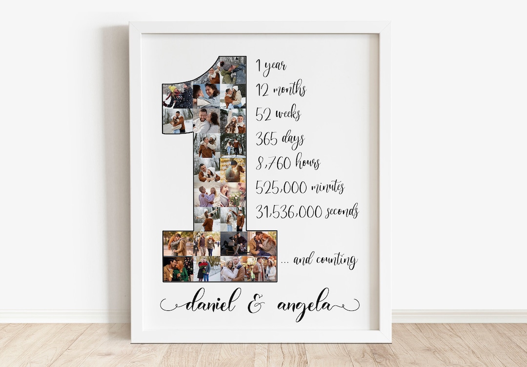 1st Anniversary Collage Template, First Anniversary Gift, Photo Collage ...