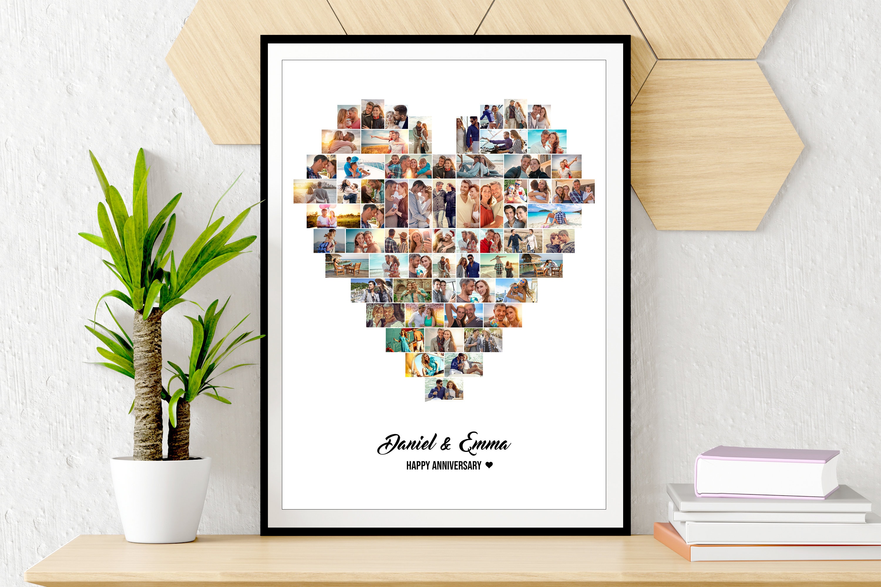 Heart Collage Template Edit Instantly in Canva and Photoshop - Etsy
