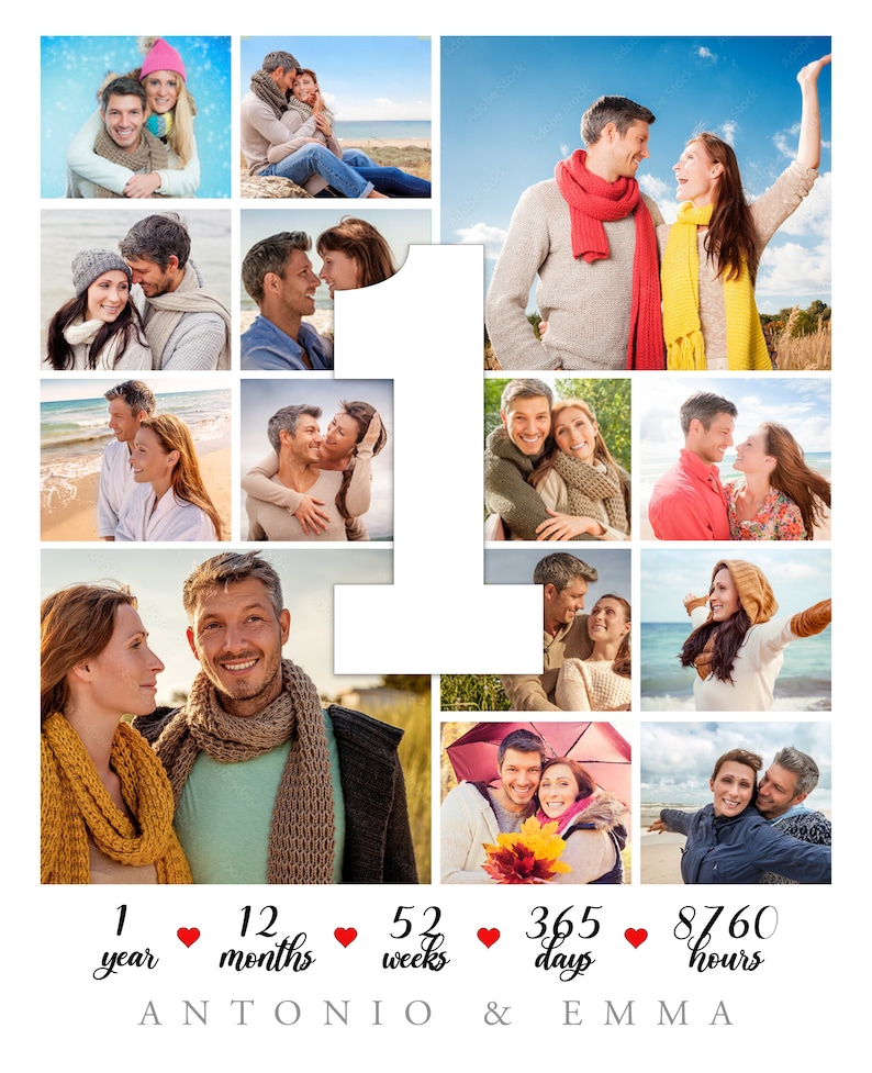 Personalize 1st Year Anniversary Photo Collage Gift 1 Year - Etsy India