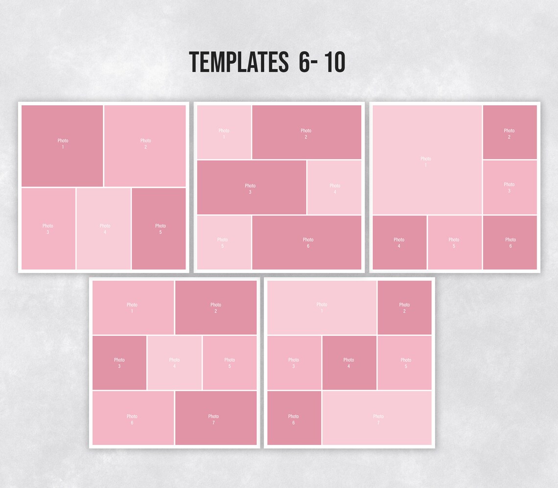 Photo Collage Templates in 4x4 Photoshop | Etsy India