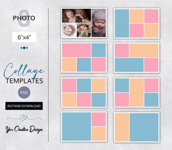 Digital Storyboard Photo Collage Templates Kit in 6x4 8 Photoshop ...
