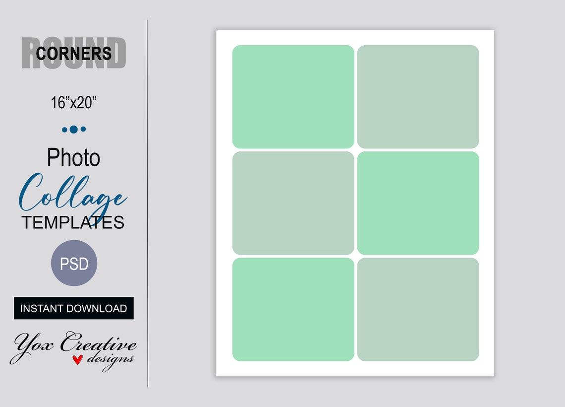 Photo Collage Templates With Rounded Corners in 16x20 Inches - Etsy India