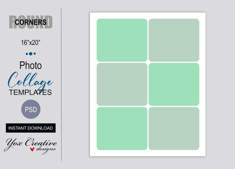 Photo Collage Templates With Rounded Corners in 16x20 Inches - Etsy India