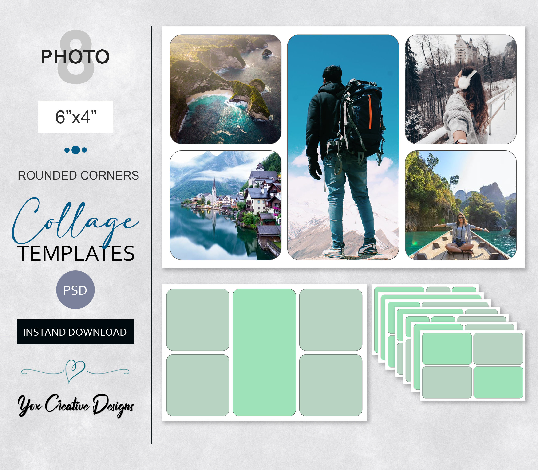 Photo Collage Template Kit in 6x4 8 Rounded - Etsy