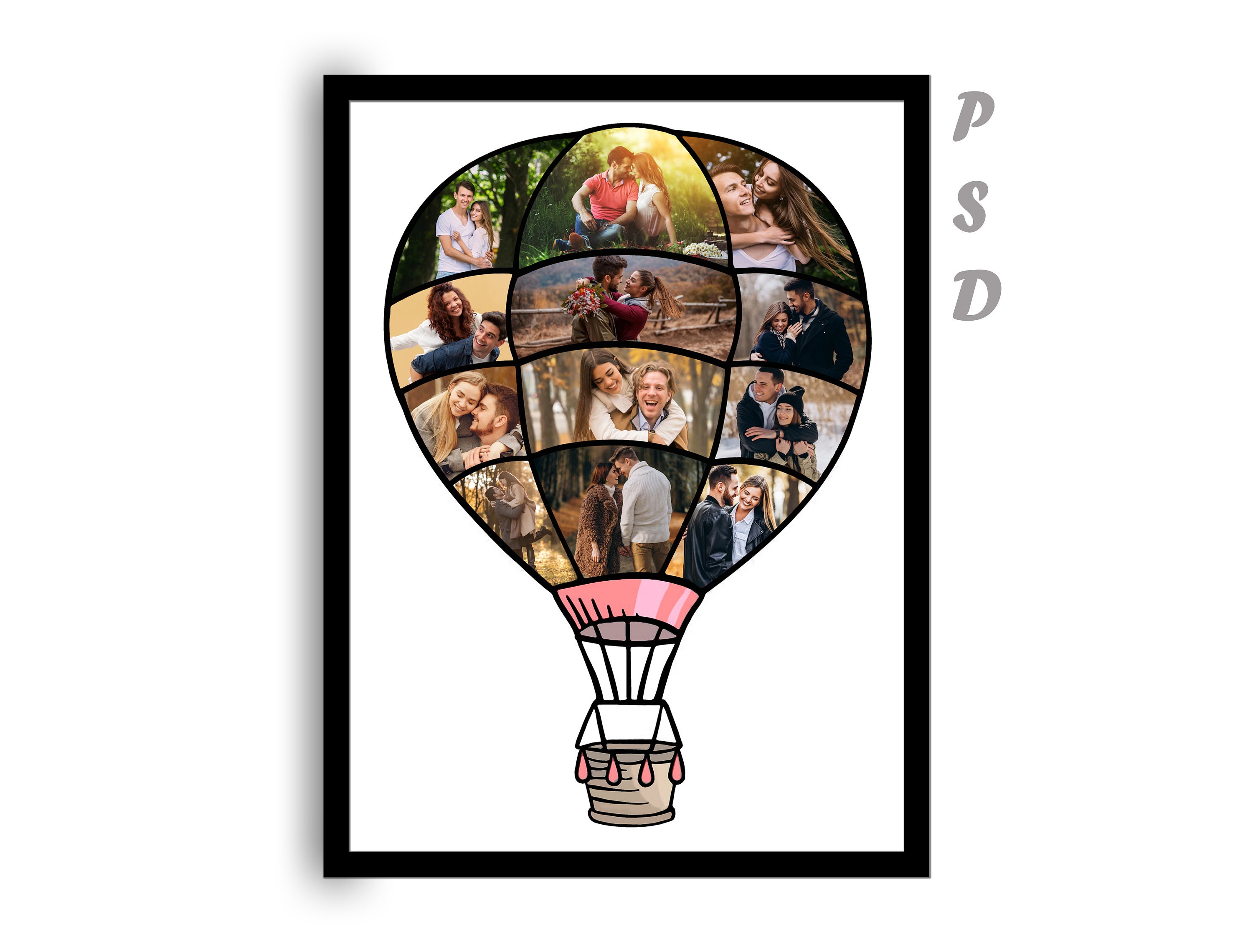 Hot Air Balloon Photo Collage Template in 12x18 - Etsy
